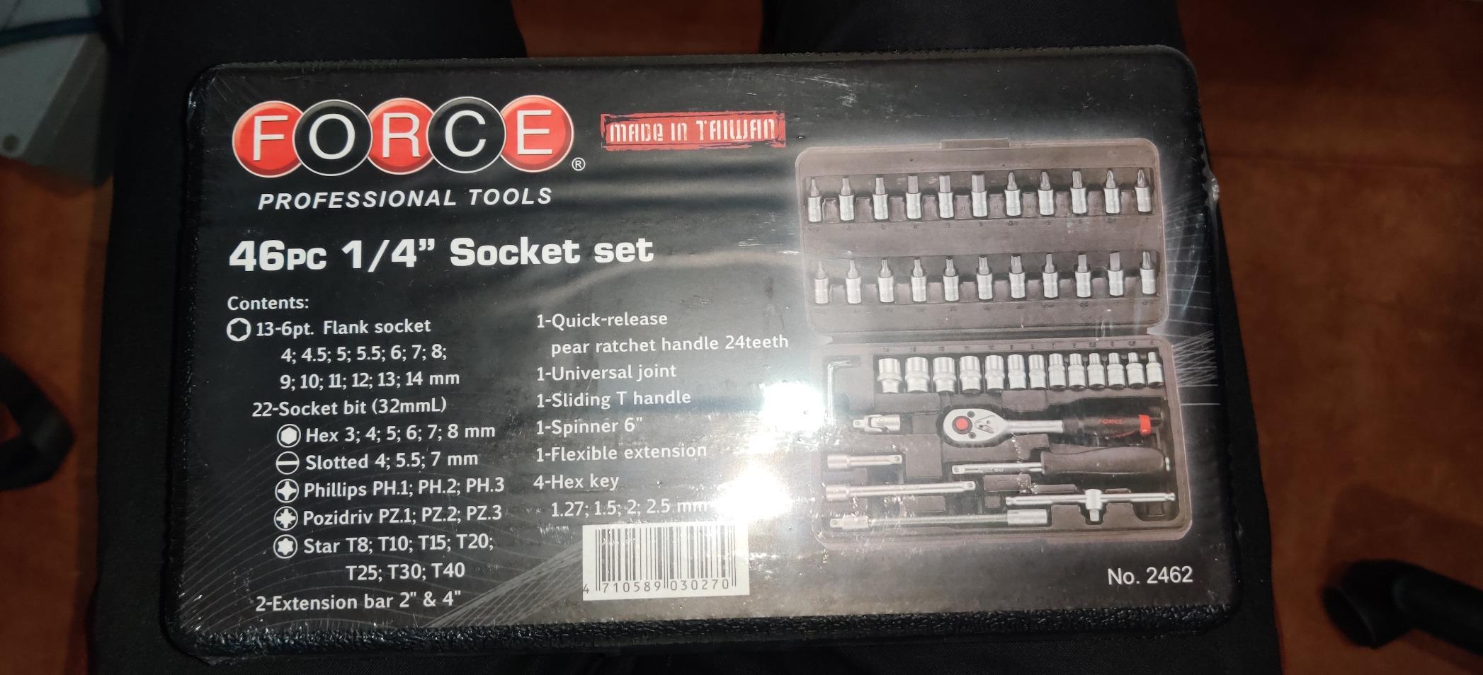 Force 2462 Socket Combination Set DIY Repair Tool Kit (Blue, 46-Pieces ...