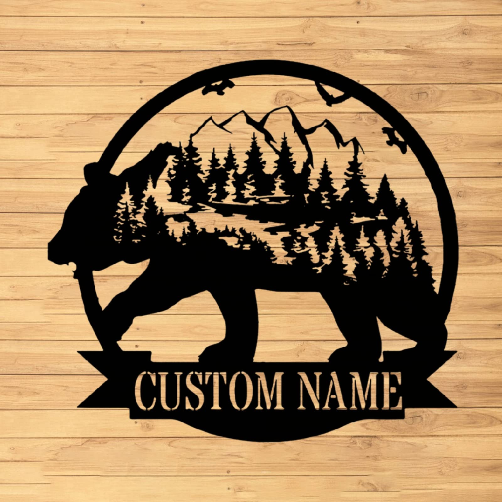 Amazon.com: VVEDESIGN Custom Bear Metal Wall Sign - Personalized Bear ...