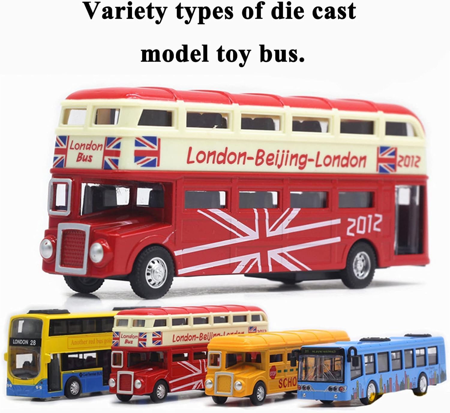 OTONOPI Bus Toys Pull Back School Bus Double Decker London Vehicles ...