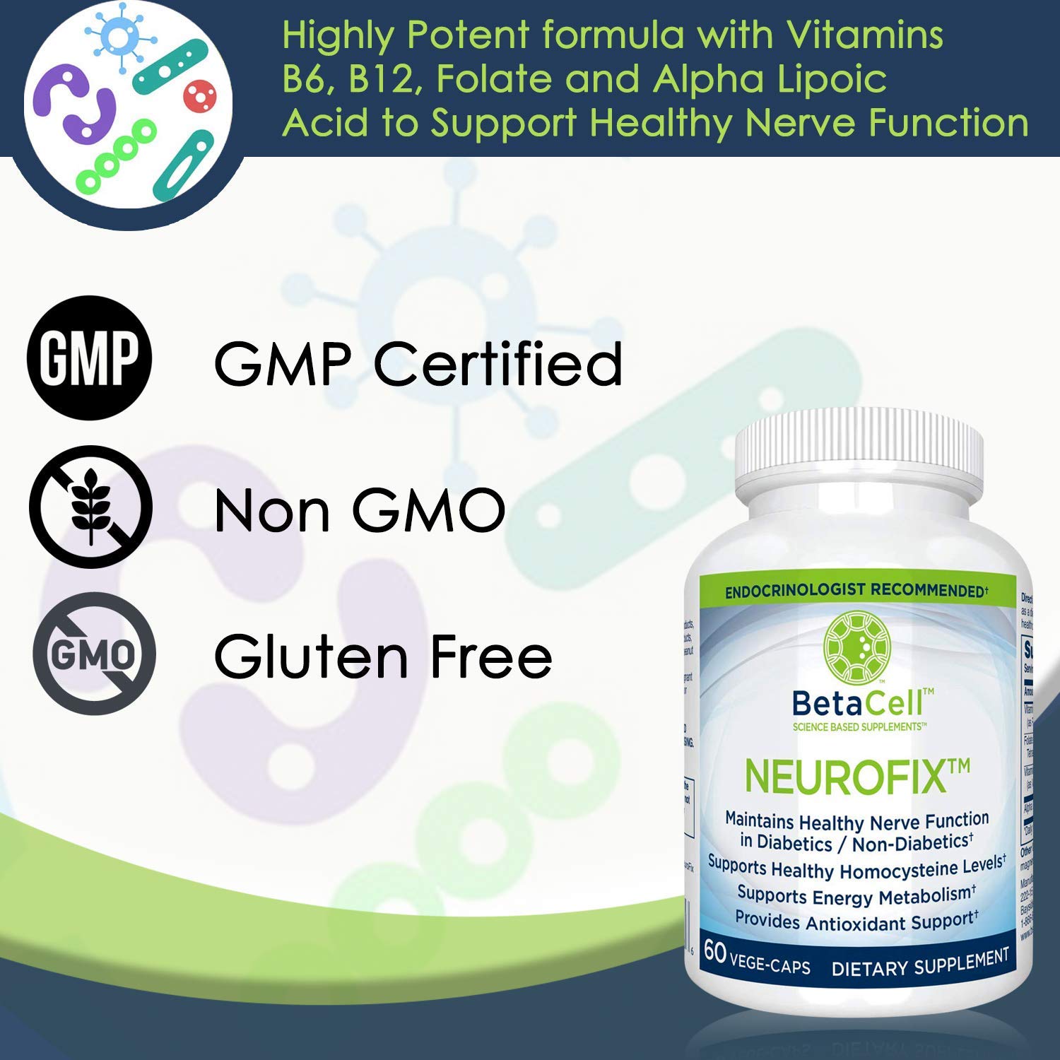 Buy Neurofix Nerve Support Formula 60 Vege-Caps |B-Vitamins, Alpha ...