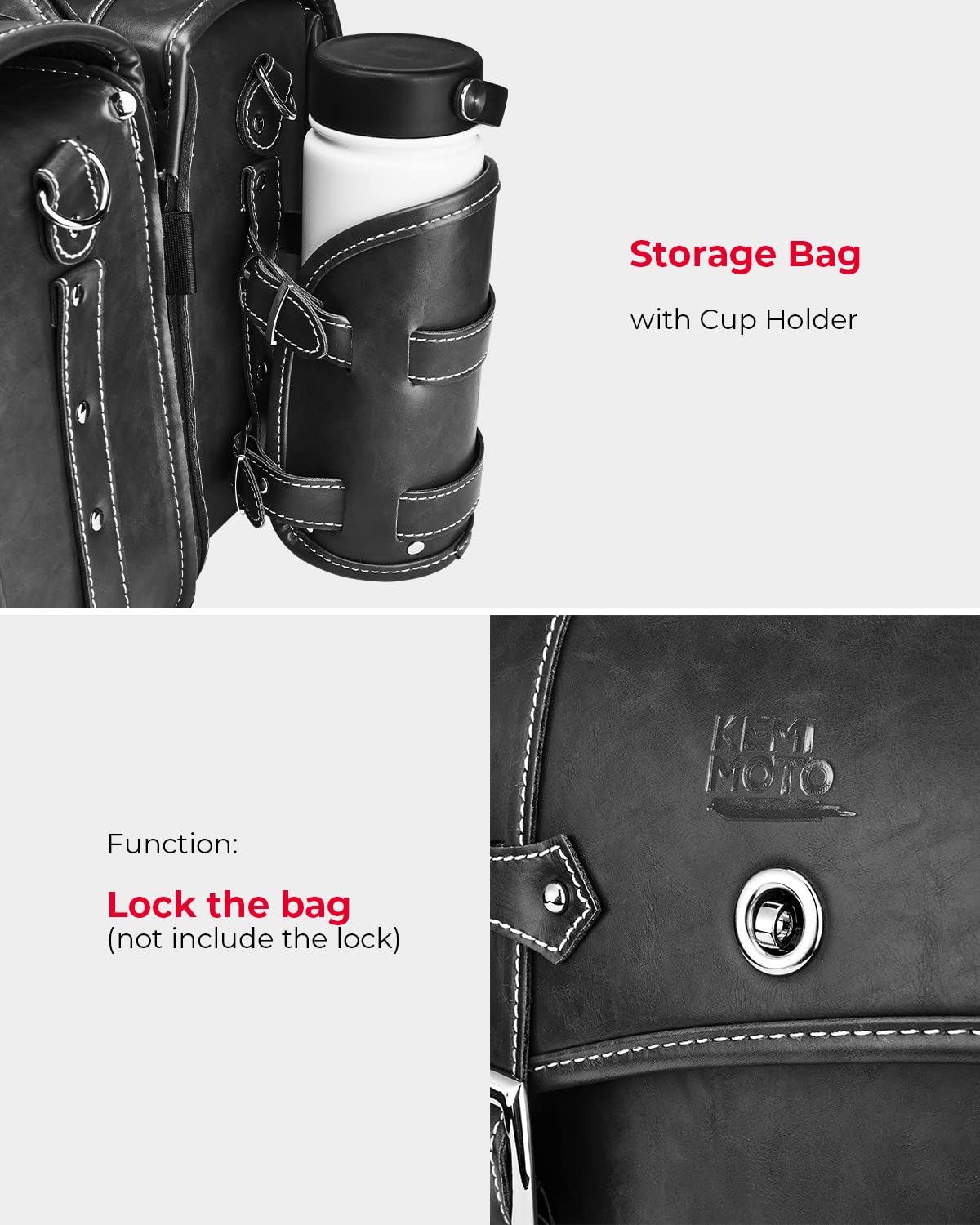 Buy Kemimoto Leather Motorcycles Saddlebag Throw Over Saddle Bag with ...