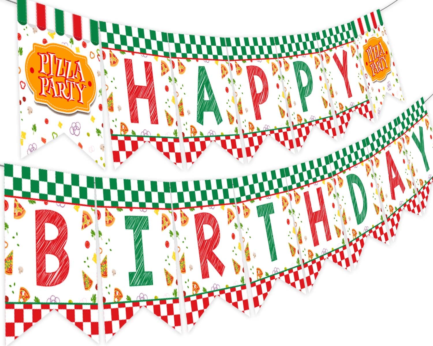 Amazon.com: Pizza Happy Birthday Banner, Pizza Time Theme Party ...