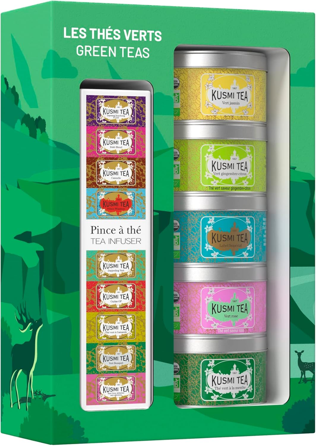 Kusmi Tea - Coffret "Les Thés Verts" + Pince à Thé - Assortiment de Thés Bio - Idée Cadeau Homme ...