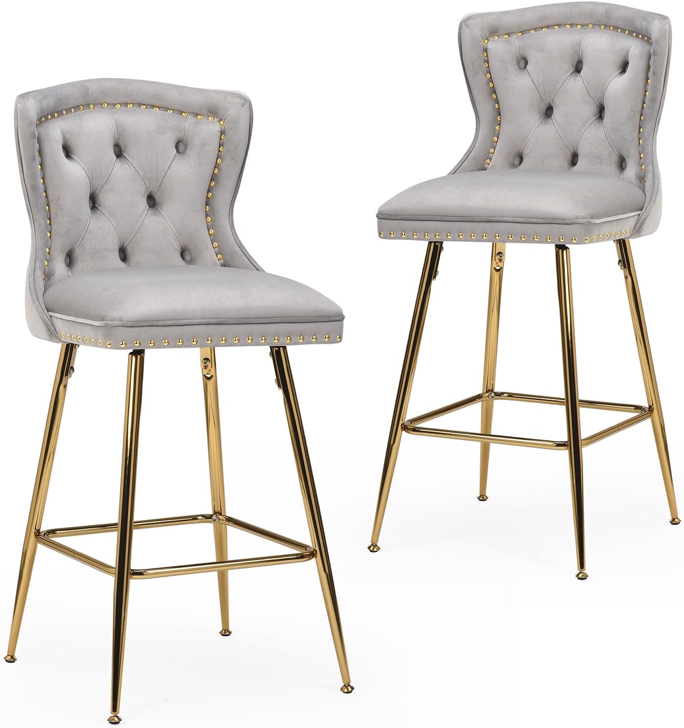 Amazon.com: Farini Bar Stools Set of 2, Velvet Counter Height Bar ...
