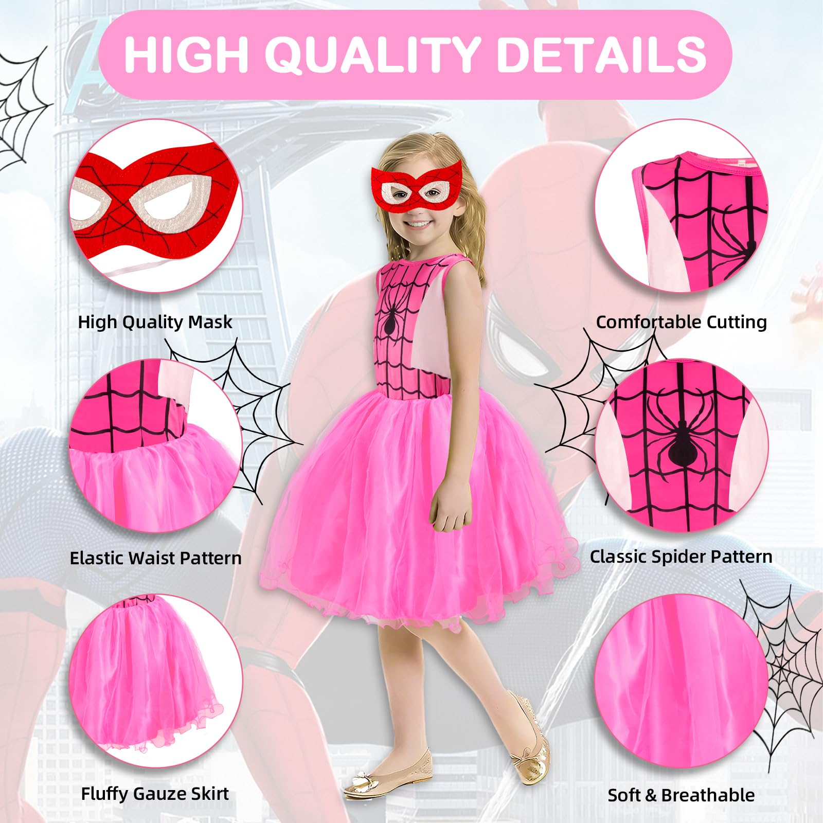 Princess Costumes for Girls, Spider Girl Costume Halloween Costume with ...