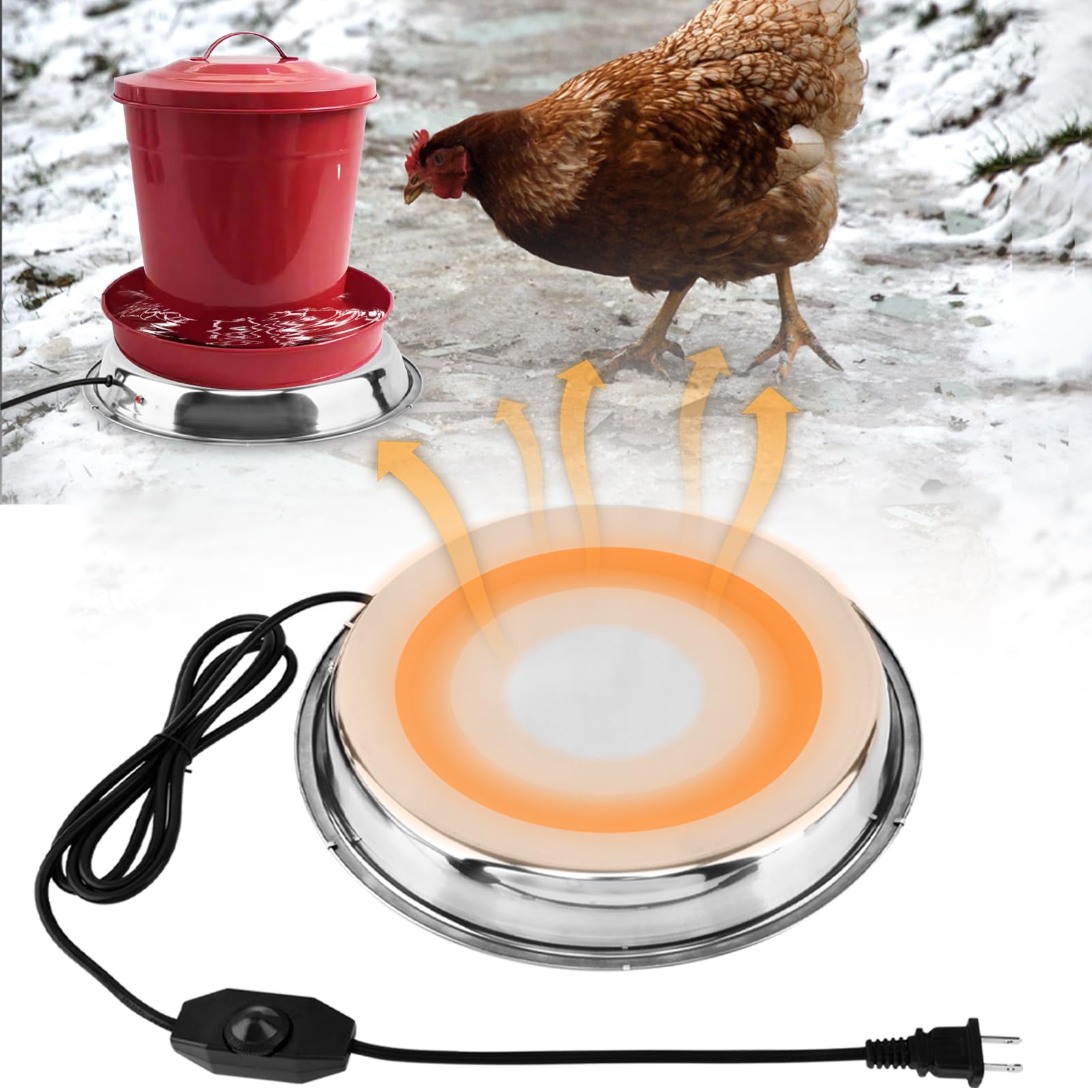 Amazon.com: Heated Chicken Waterer, 11.8'' Chicken Water Heater Farm ...