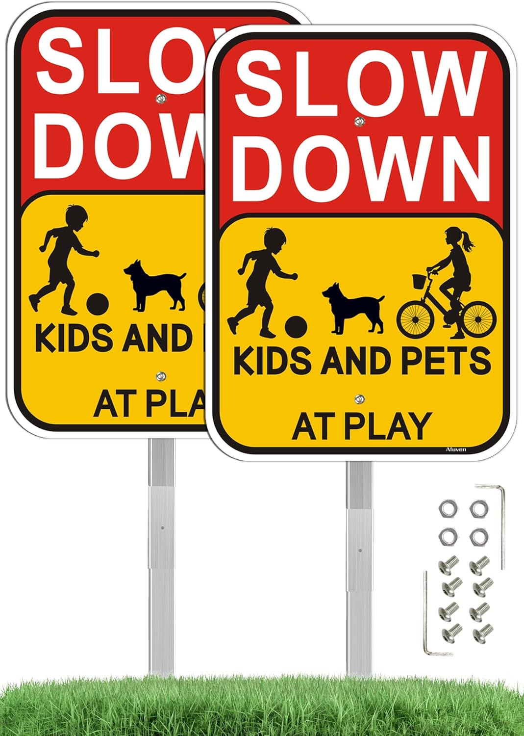 Slow Down Kids and Pets at Play Signs with Metal Stake, 14”x 10”Slow ...