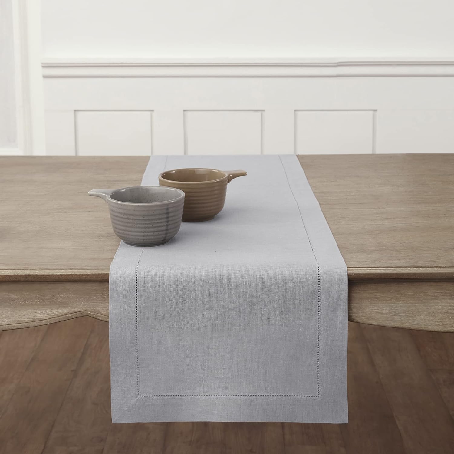 Amazon.com: Solino Home Soft Grey Linen Table Runner – 14 x 90 Inches ...