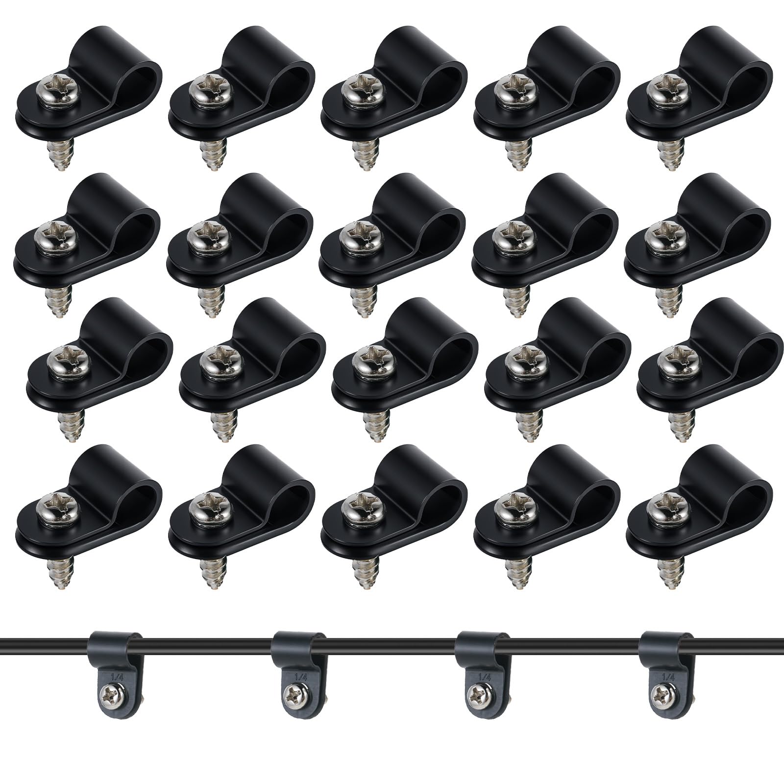 Amazon.com: 50 Pack 1/4 Inch Outdoor Cable Clips Plastic Wire Clips ...