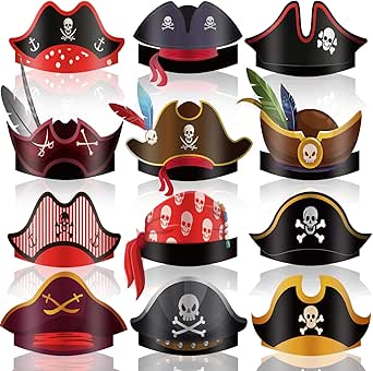 Amazon.com: Funtery 48 Pcs Pirate Hat Halloween Pirate Party ...