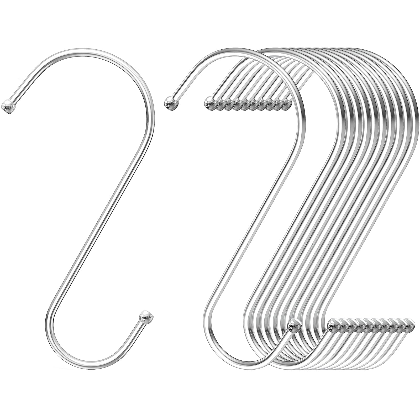 Amazon.com: RELBRO S Hooks, 6 Inch Large S Hooks Reversible Silver ...