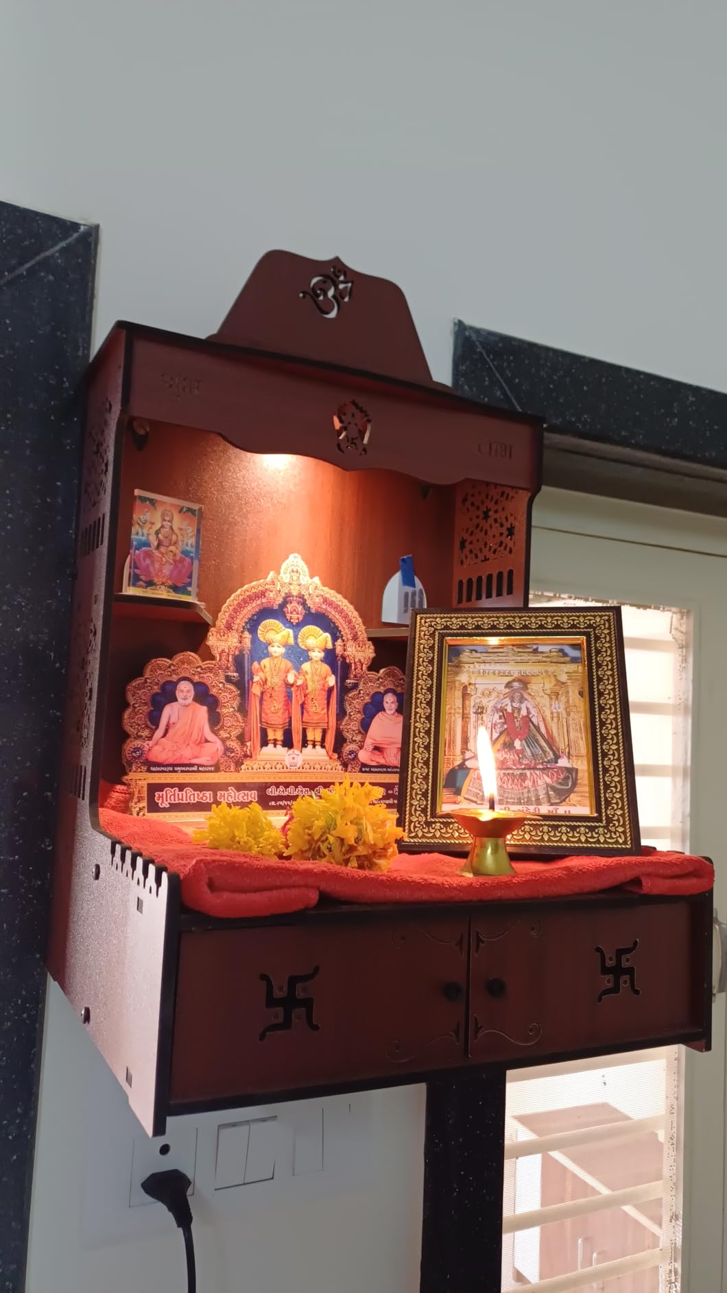 Townside® Wooden MDF Temple Mandir for Home & Office for Floor & Wall ...