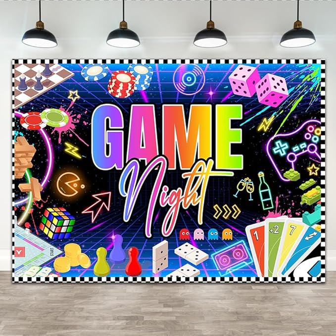 Amazon.com : Lofaris 7x5ft Game Night Backdrop Glow Neon Banner Decor ...