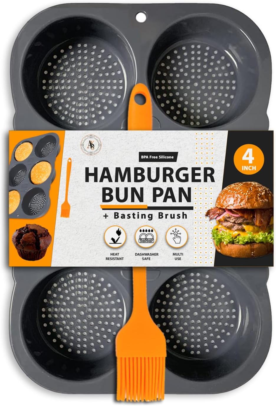 Amazon.com: GDDGCUO Hamburger Bun Pan, 4 Inch Silicone Hamburger Bun ...