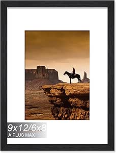 Amazon.com - A PLUS MAX 9x12 Picture Frame, Engineered Wood Frame Display Photo 6x8 with Mat or ...