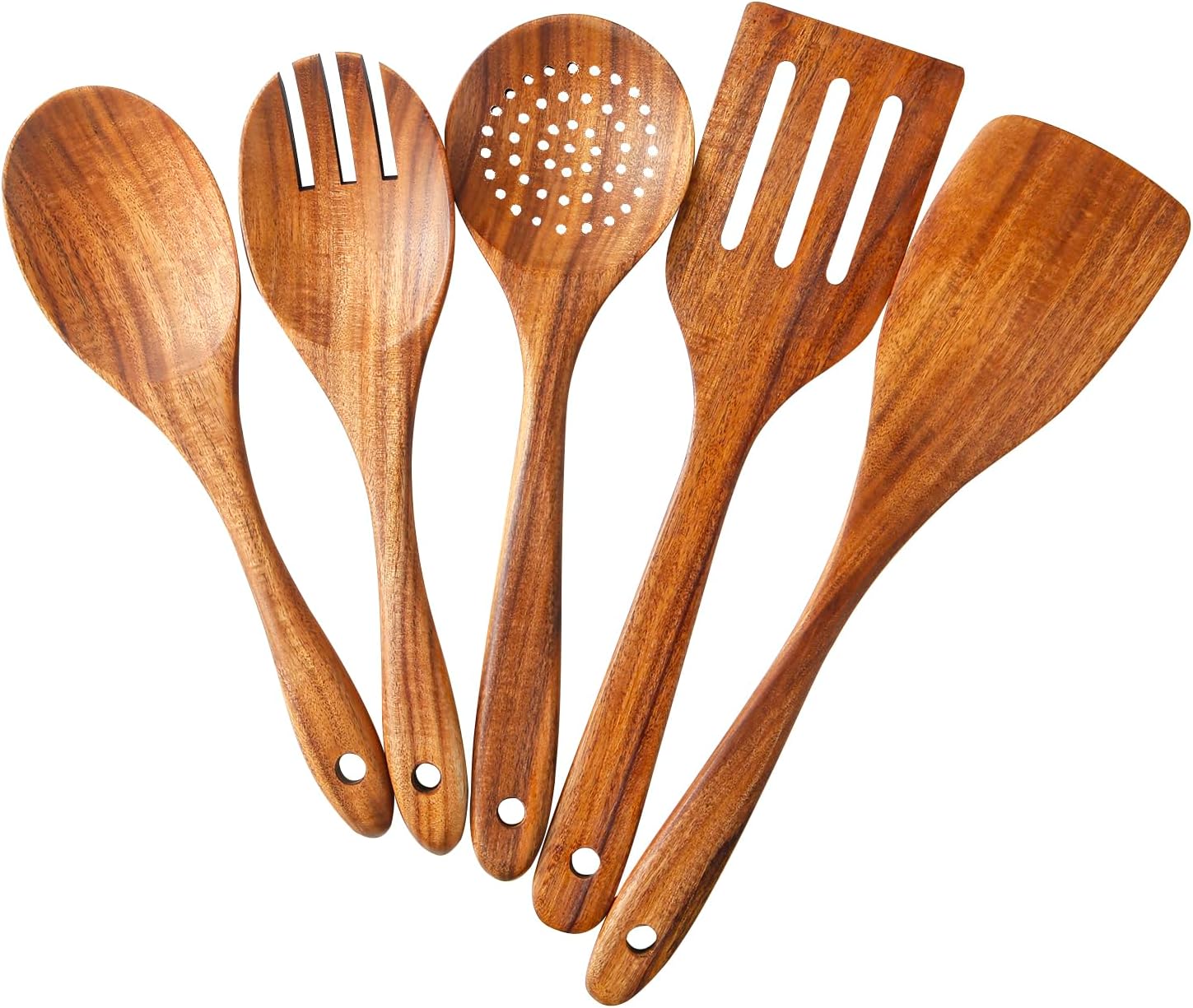 Amazon.com: Yhendelion 5 Piece Wooden Spoons for Cooking - Natural ...