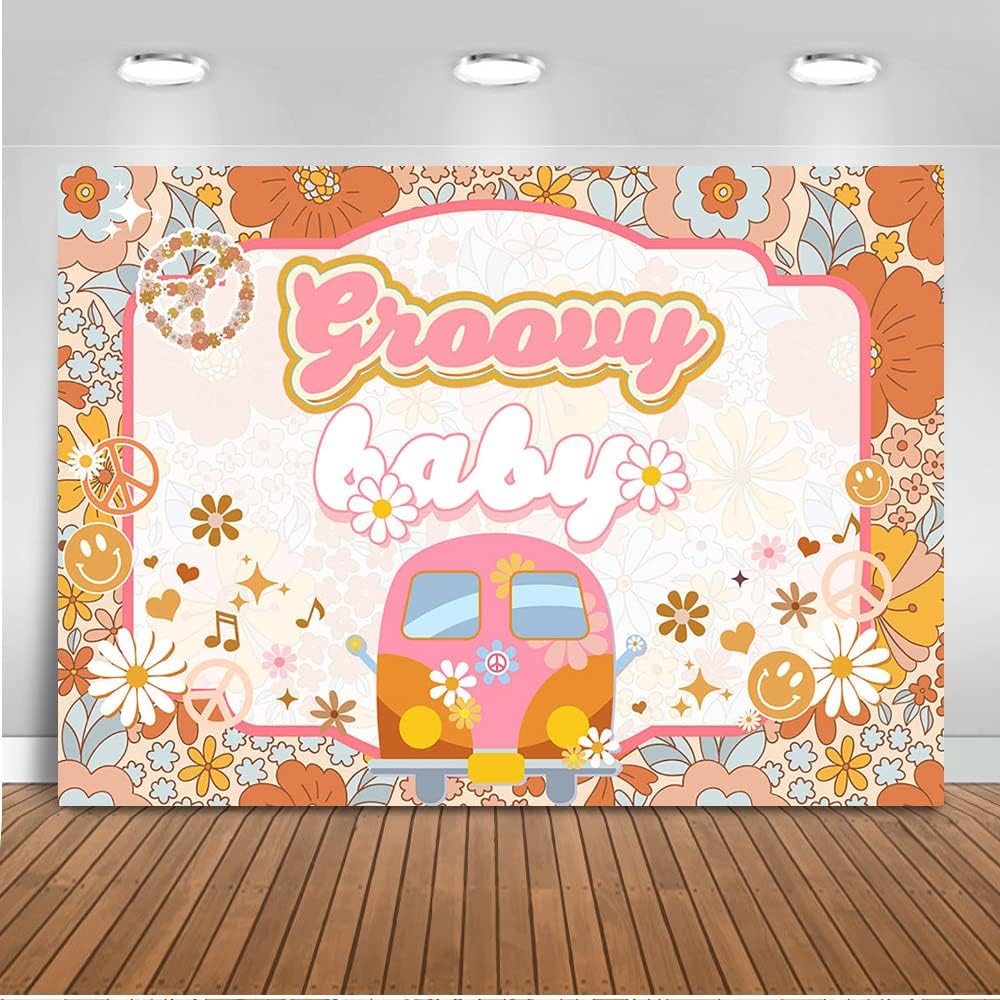 Amazon.com: MEHOFOND 7x5ft Groovy Baby Backdrop Rainbow Retro Hippie ...