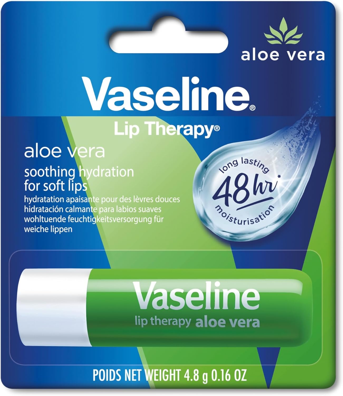 Vaseline Lip Therapy Aloe Vera Lip Balm With Pure Jelly & Rich Aloe ...