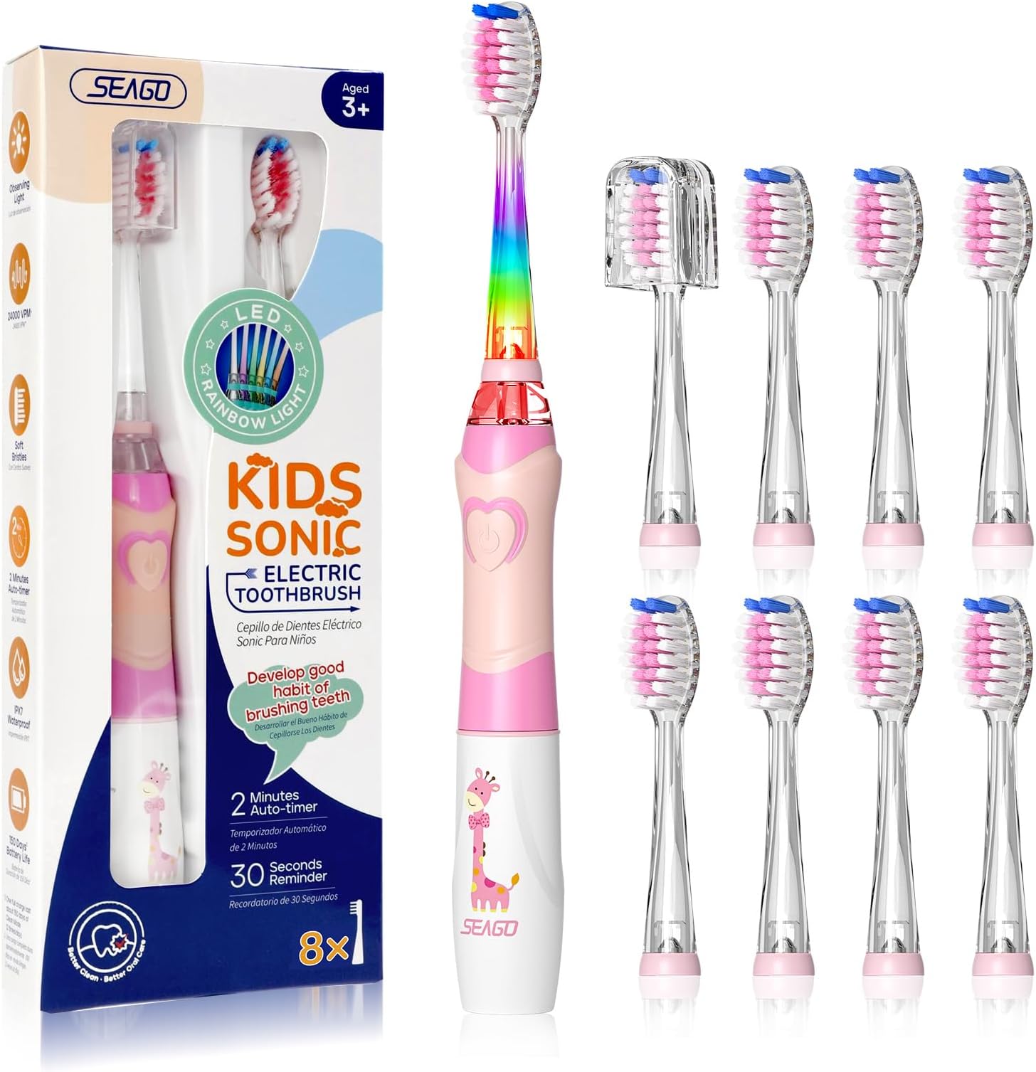 Amazon.com: SEAGO Kids Electric Toothbrush with 2 Mins Brushing Timer ...