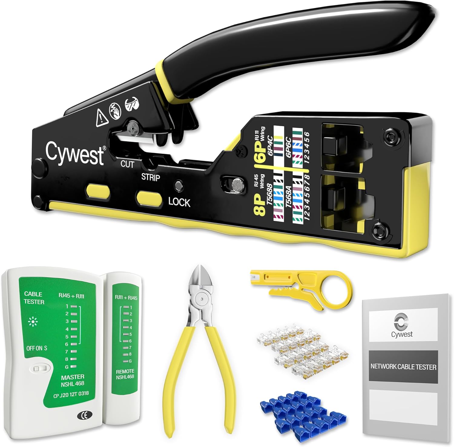 Cywest RJ45 Crimper & Network Tool Kit - Cable Repair & Maintenance Kit ...