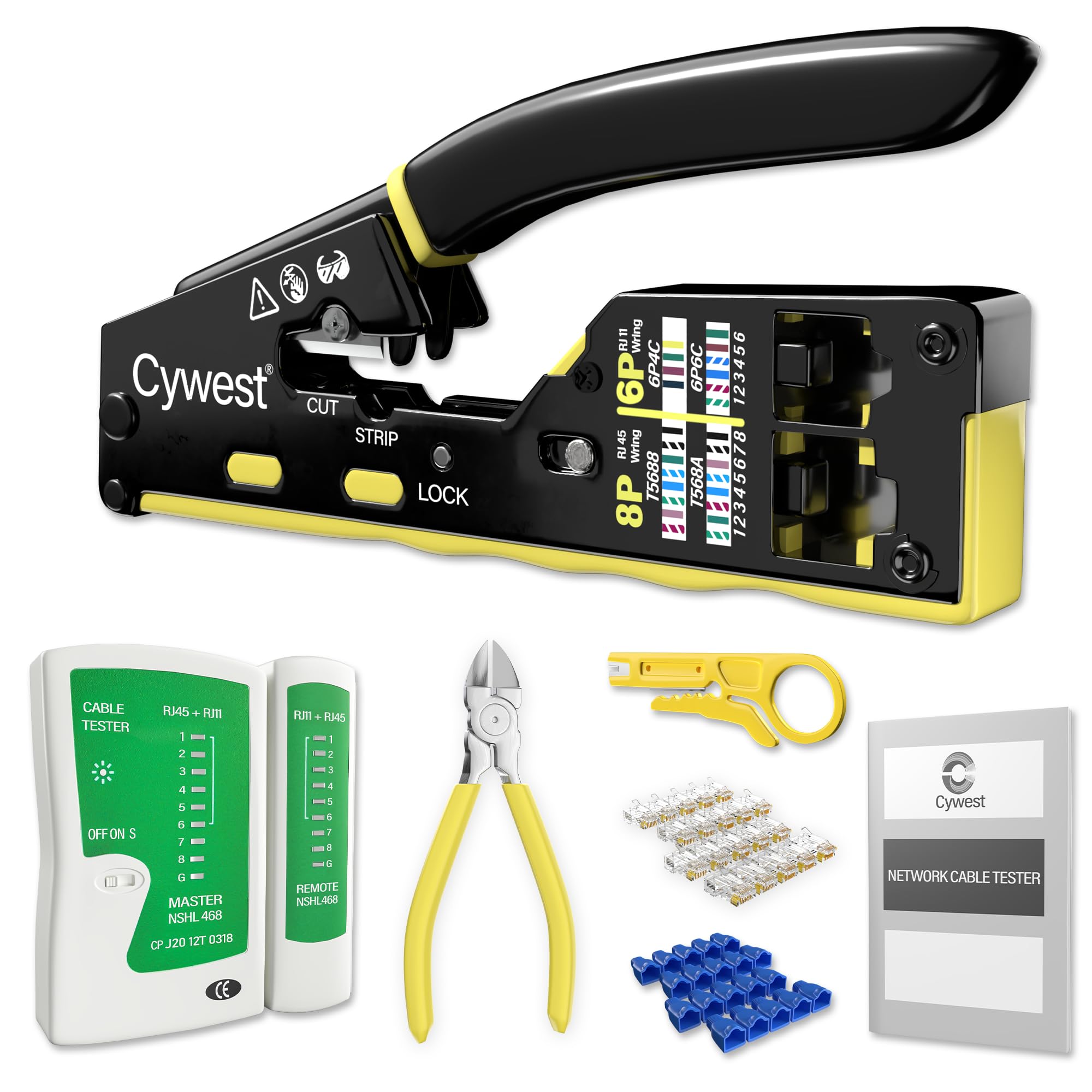 Cywest RJ45 Crimper & Network Tool Kit - Cable Repair & Maintenance Kit ...
