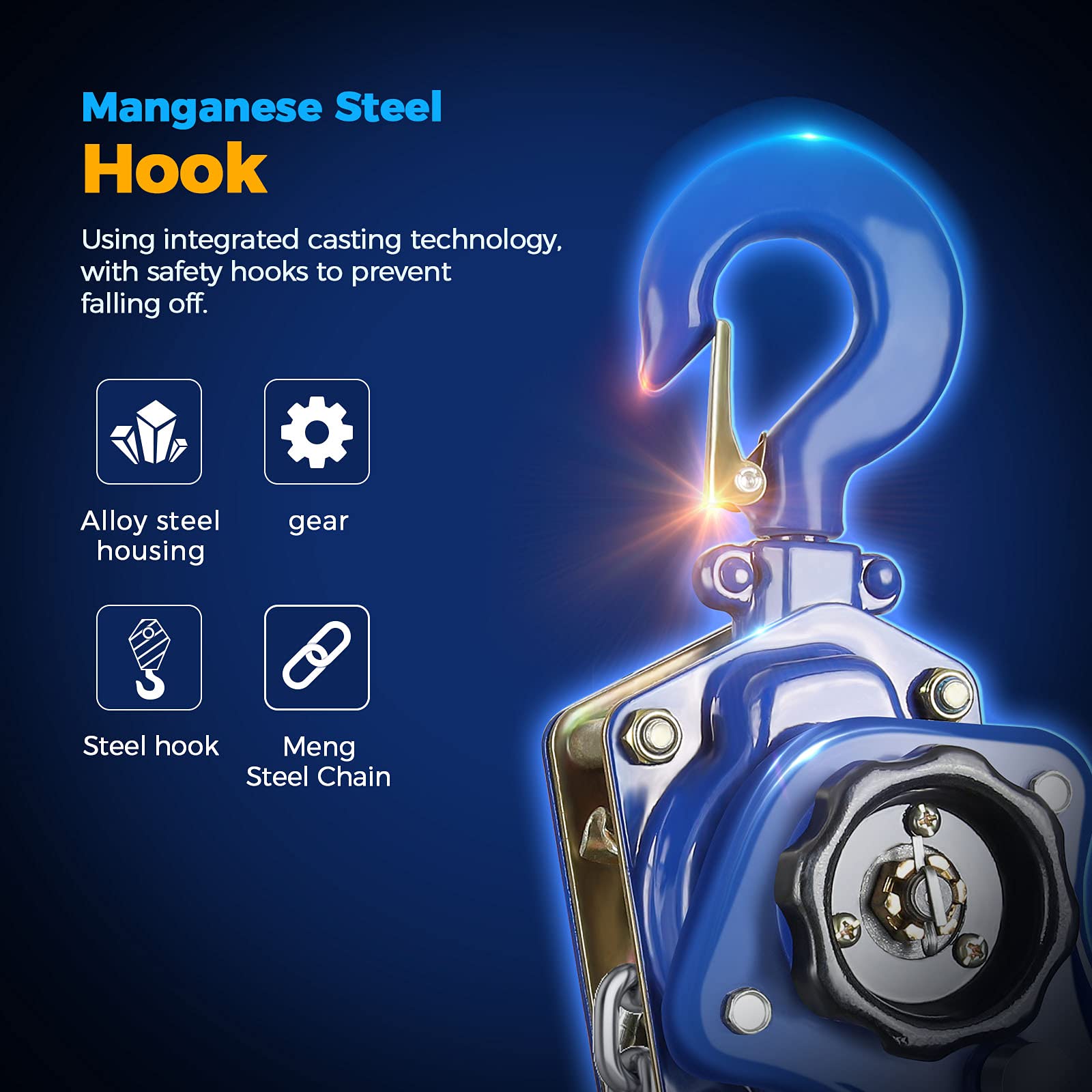 Chain Fall Hoist 1 Ton Miumaeov Lever Block Chain Hoist 3300LBS 1.5 Ton ...