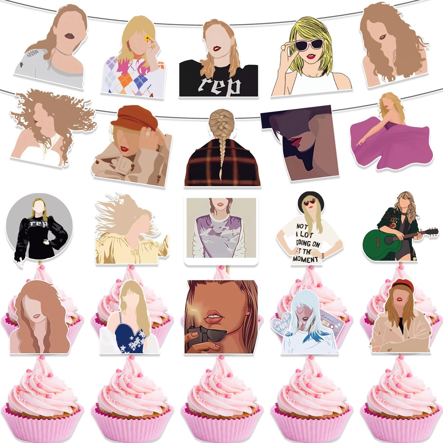 Amazon.com: 22 Pcs Taylor Singer Party Decorations, with 2pcs Diy ...