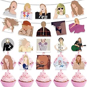Amazon.com: 22 Pcs Taylor Singer Party Decorations, with 2pcs Diy ...