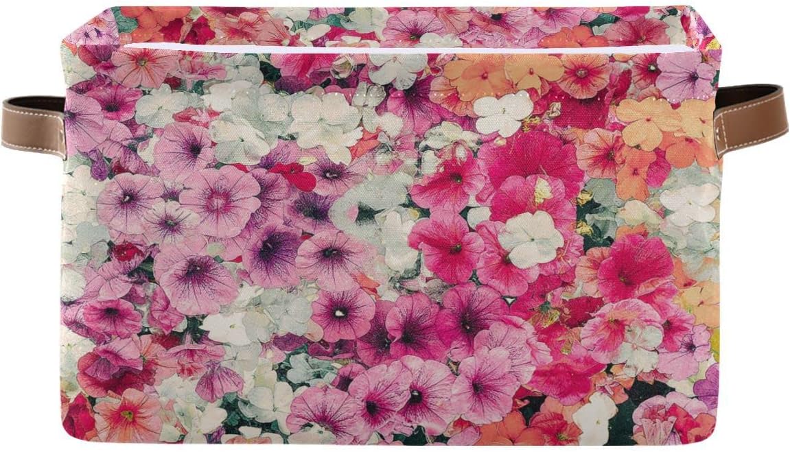 Amazon.com - Spring Flowers Pink Purple Storage Basket Fabric Laundry ...