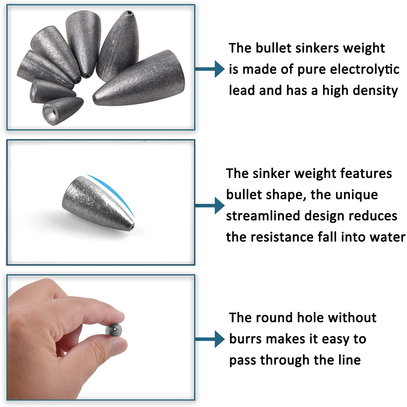 Snapklik.com : Fishing Weights Bullet Weight Sinkers 30pcs Worm Weights ...