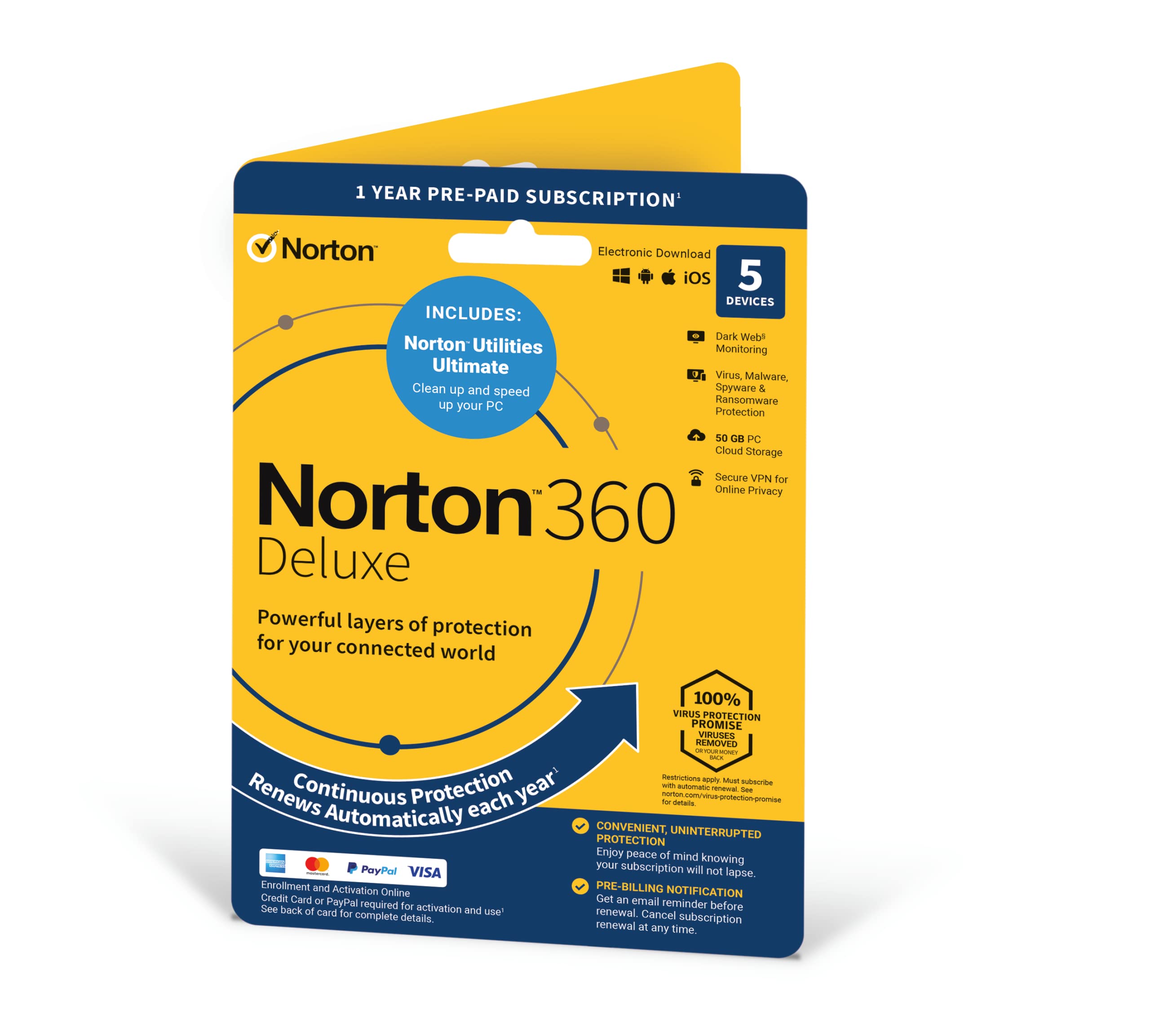 Norton 360 Deluxe + Utilities Ultimate, Antivirus software for 5 ...