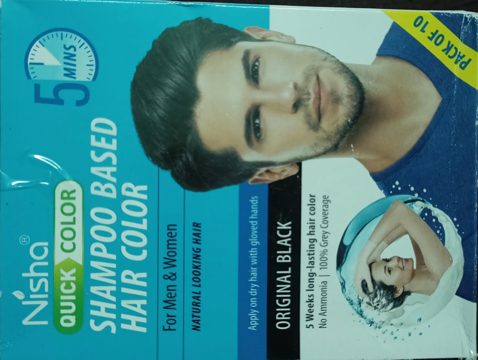 Nisha Quick Hair Color, 5 Minutes Shampoo Hair Colour Original Black ...