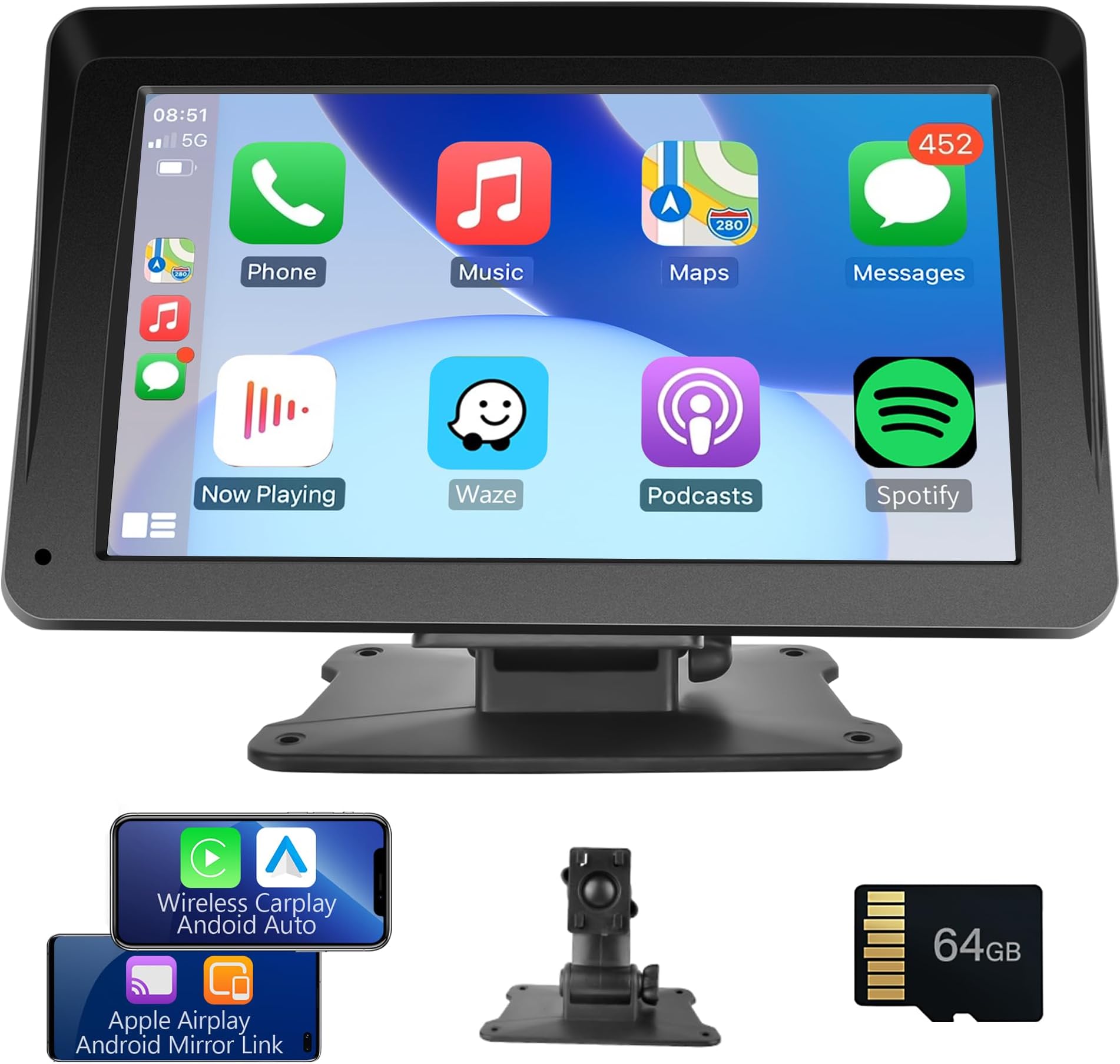 Carpuride W502 Motorrad GPS Drahtlose Tragbare Apple Carplay&Android ...