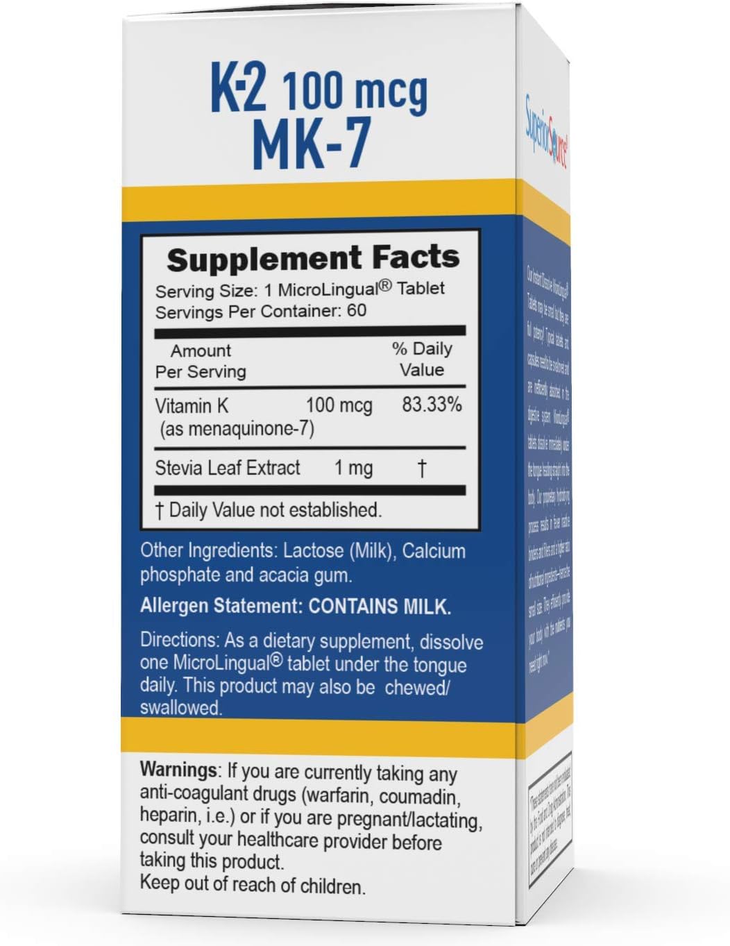 Buy Superior Source Vitamin K2 MK-7 (Menaquinone-7), 100 mcg, Quick Dissolve Sublingual Tablets ...