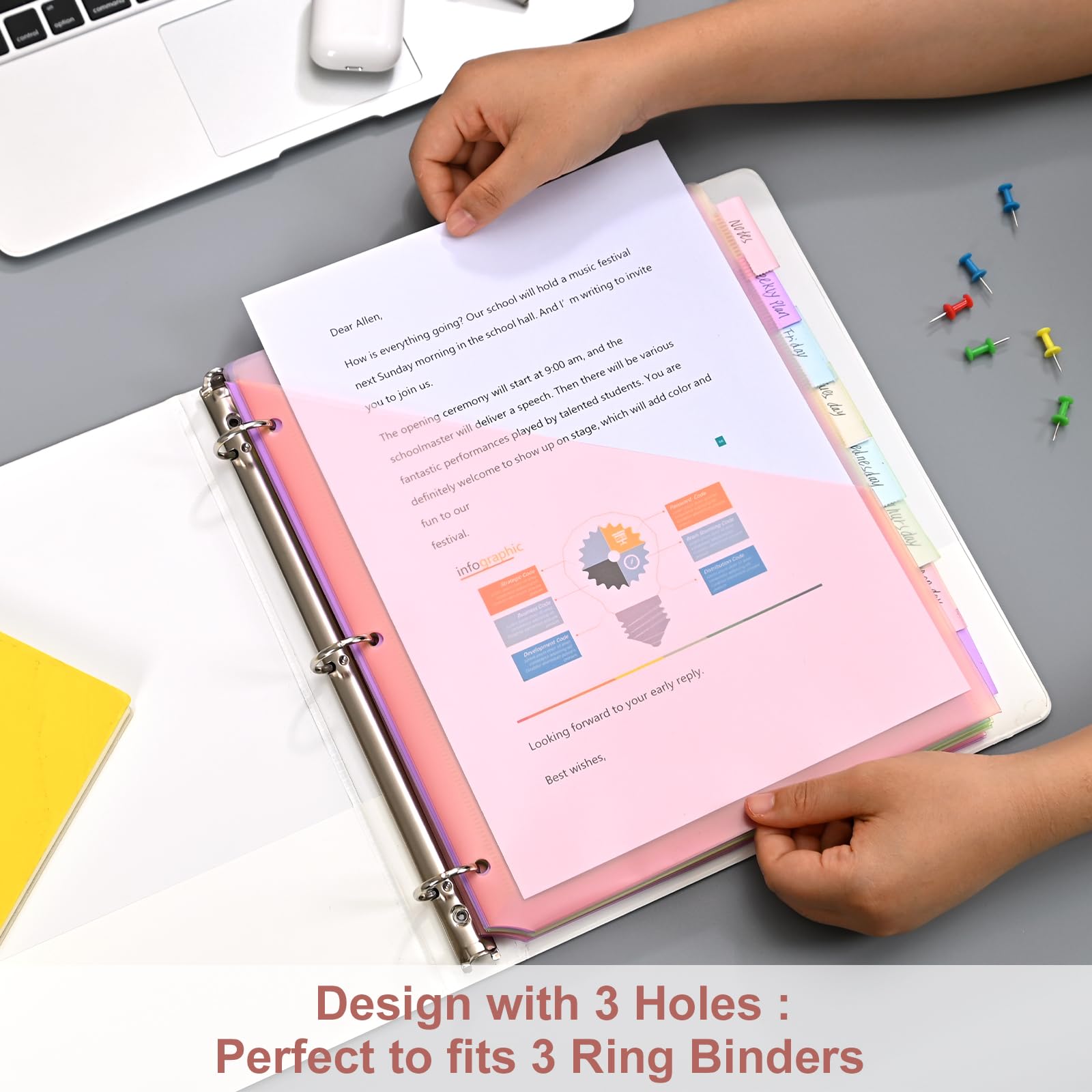 Snapklik.com : 8-Tab Binder Dividers, 12 Packs Dividers Index