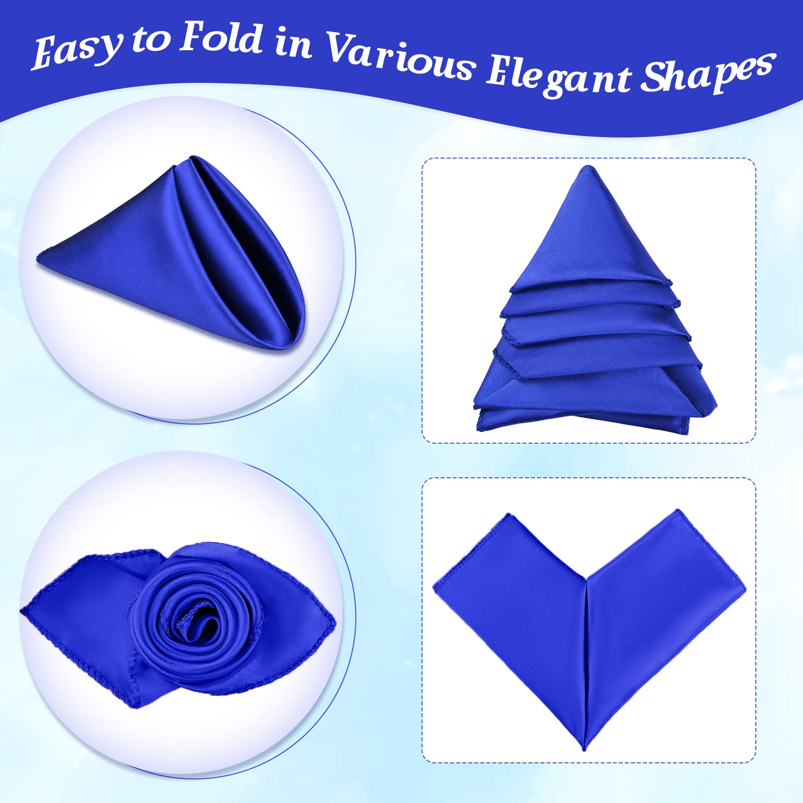 50 Pieces Square Satin Dinner Napkins 20 x 20 Inch Oversized Bright ...