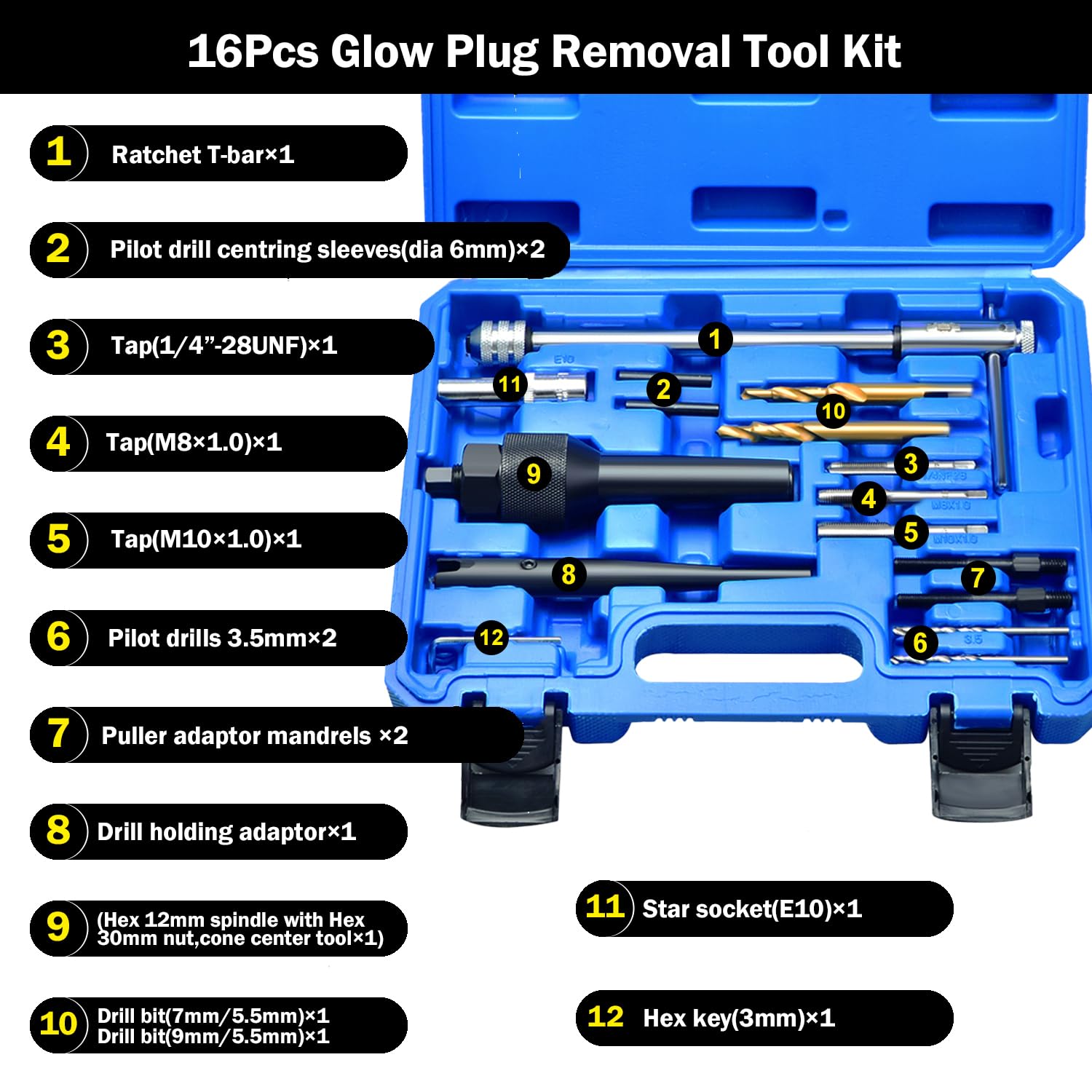 8mm 10mm Glow Plug Tools UTMALL 16PC Damaged | 8mm & 10mm Glow Plug ...