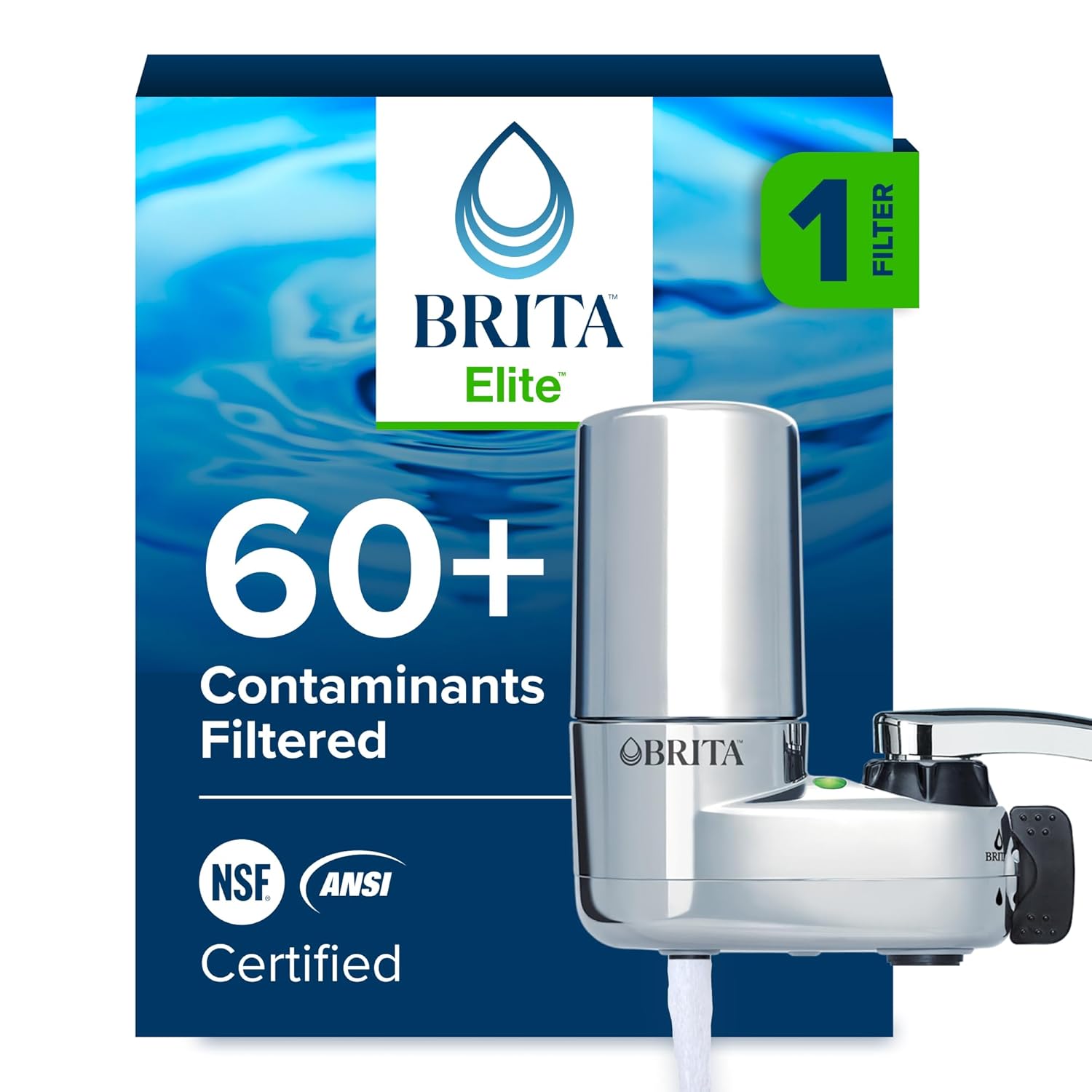 Brita Faucet Mount Water Filter System, Chrome, No-Wait Filtration ...