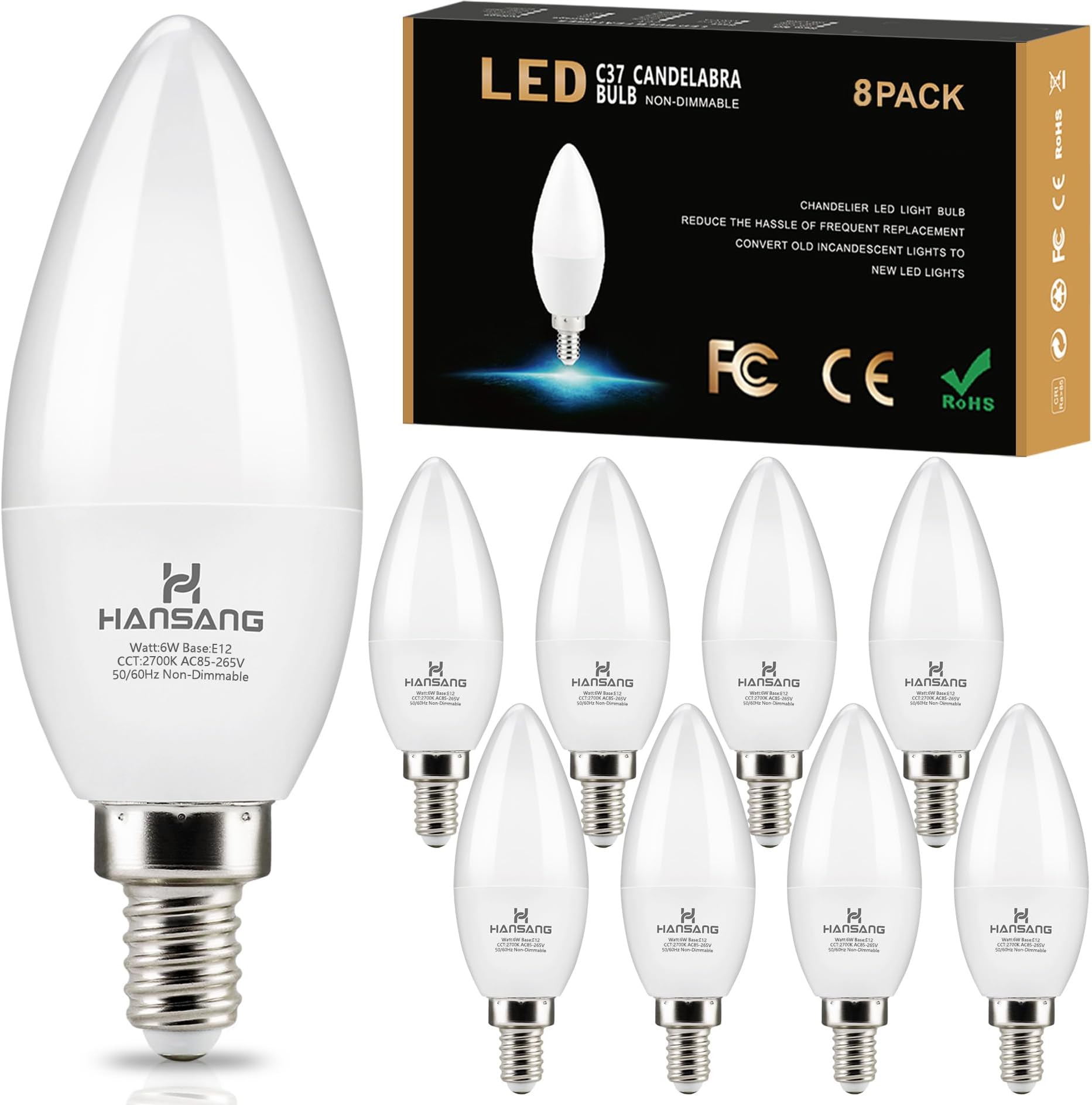 Simply Conserve 5 Watt LED Frosted Candelabra Light Bulbs, 50-Pack Bulk ...