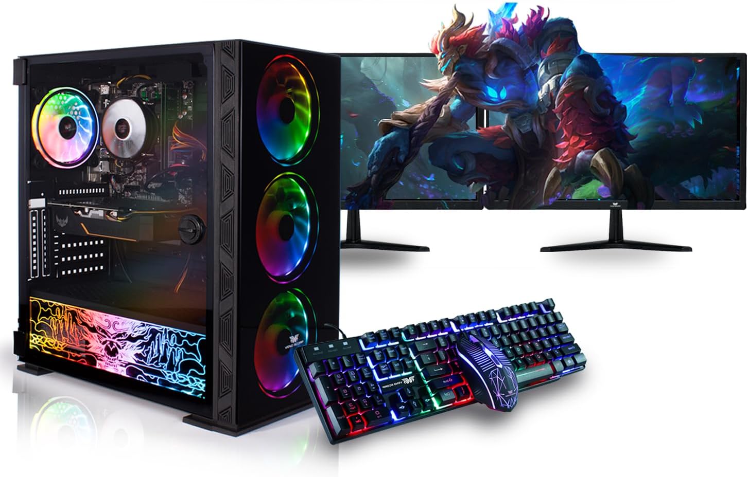 Veno Scorp Gaming PC Dual 22" Monitor Bundle Ryzen 5 5500 Processor RX ...