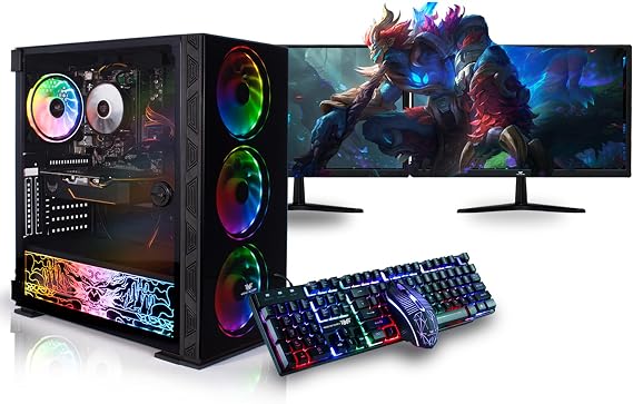 Veno Scorp Gaming PC Dual 22" Monitor Bundle Ryzen 5 5500 Processor RX ...