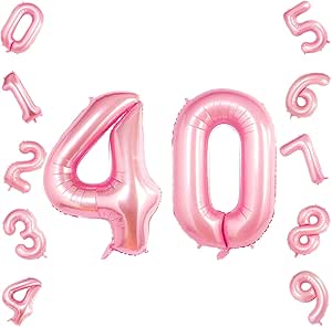 Amazon.com: Tiffany Pink Number 40 Balloons,40 Inch Birthday Number ...