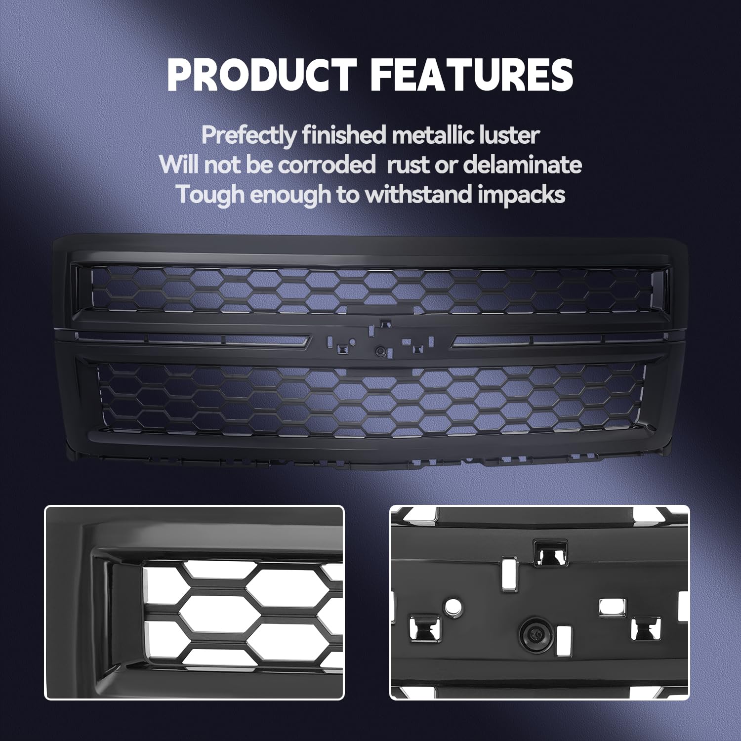 Snapklik.com : Partzer Front Bumper Honeycomb Grille Black Compatible