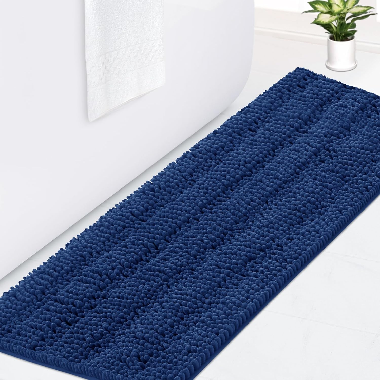 Amazon.com: ACCUMTEK Striped Denim Blue Bathroom Rug Mat 17"x47.5 ...