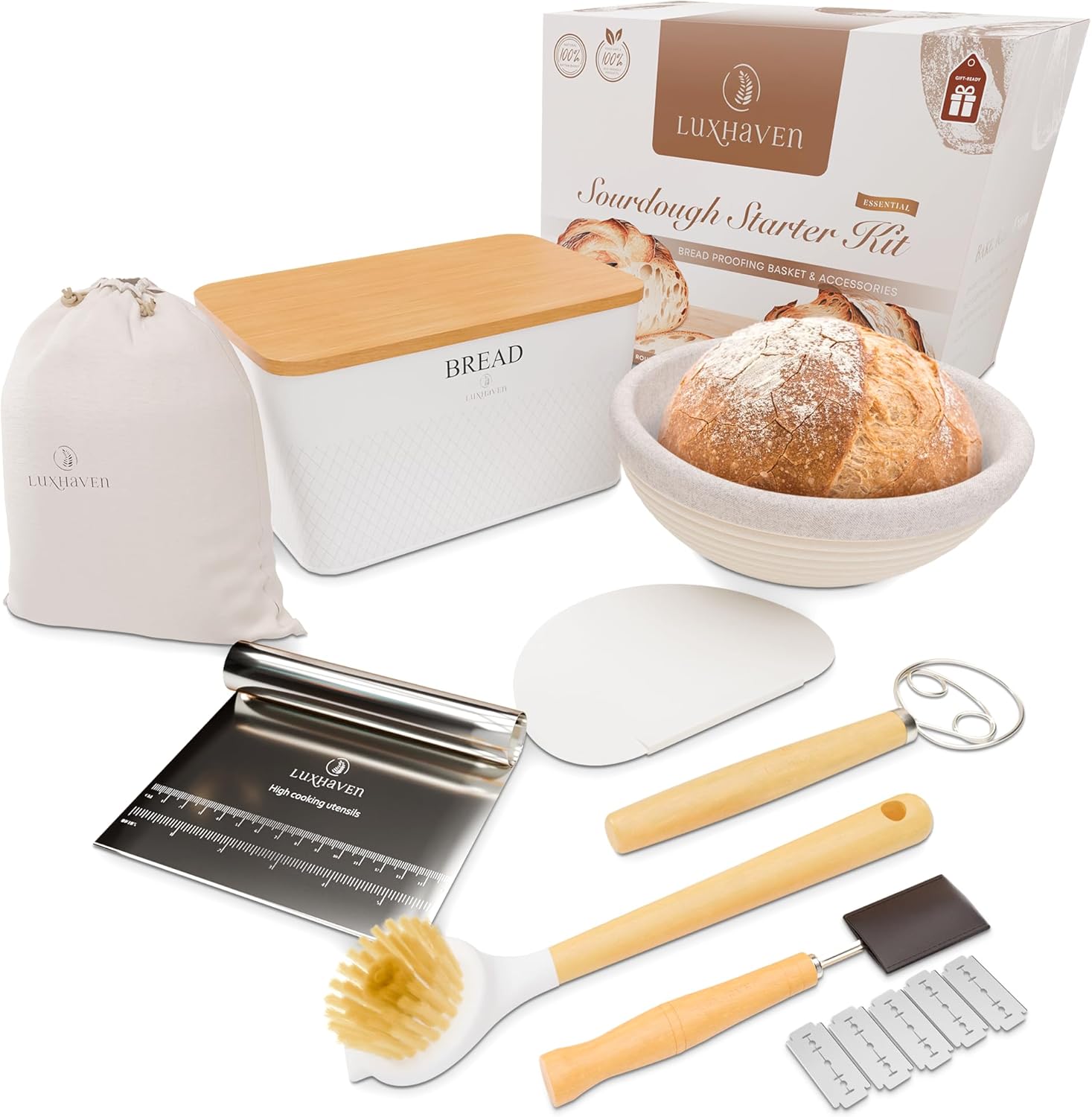 Amazon.com: LuxHaven Complete Sourdough Starter Kit for Beginners V2 ...