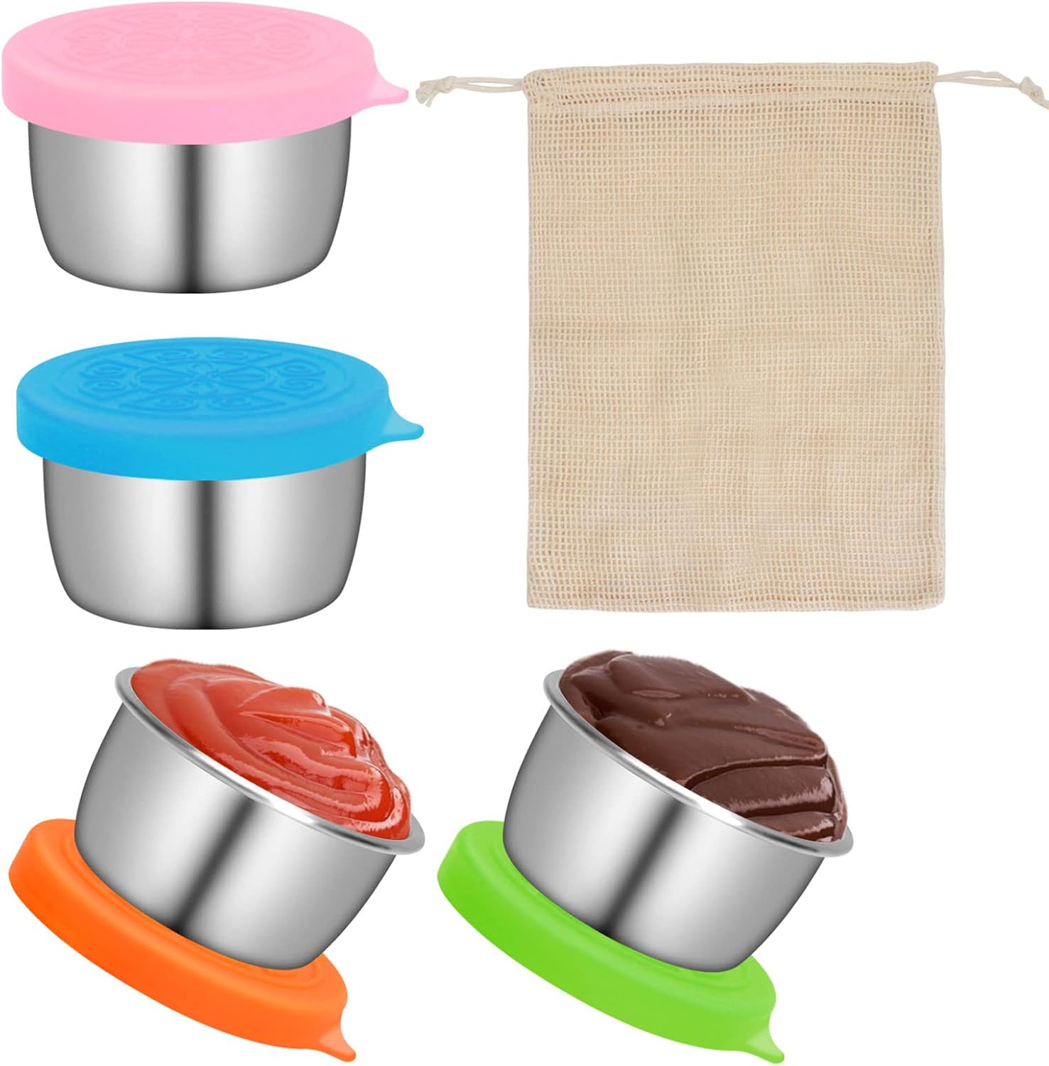 Yuehuabao 4 PCS Sauce Storage Containers, 50ML Food Containers with ...