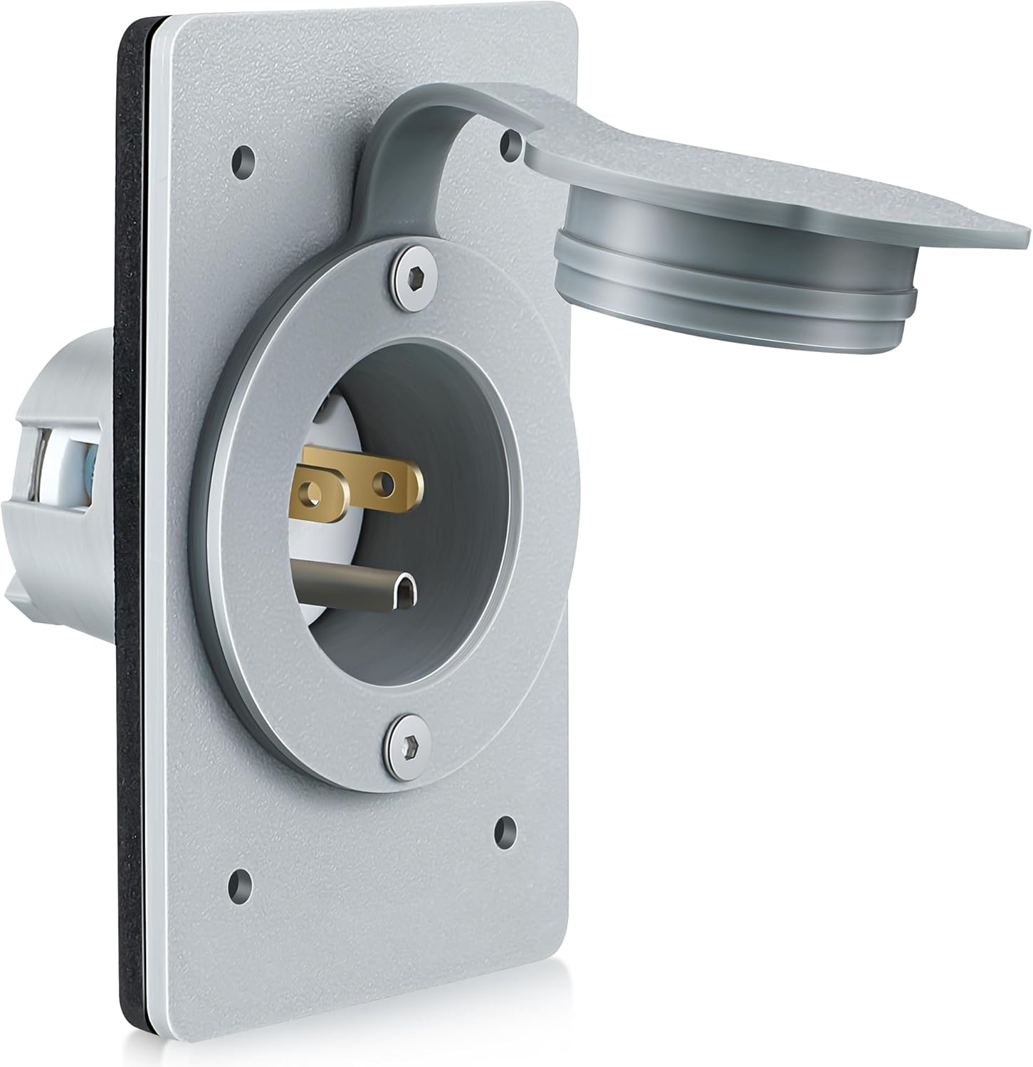 Dreyoo 15 AMP Straight Blade Flanged Male Power Inlet Receptacle, 15 A ...