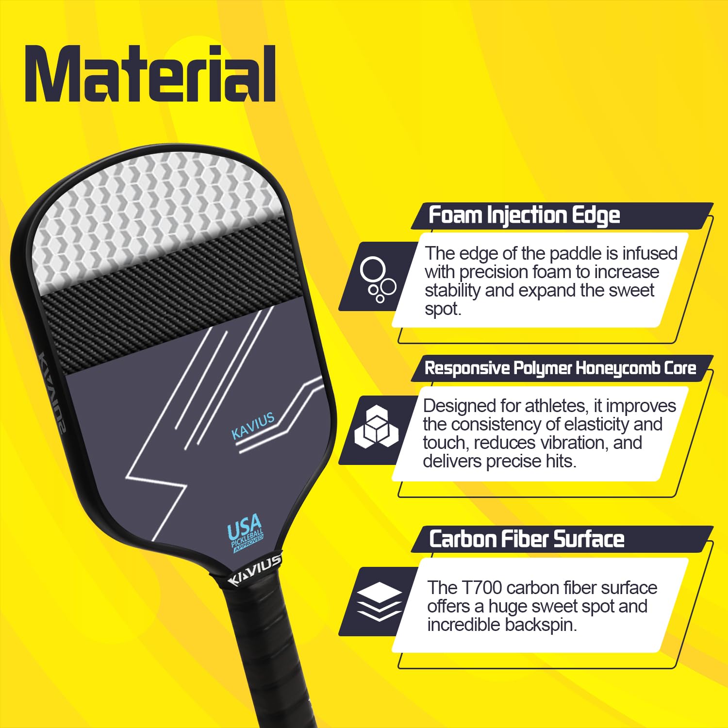 Snapklik.com : Kavius Pro Pickleball Paddle Carbon Fiber, USAPA ...