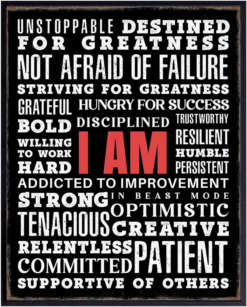 Amazon.com: I Am Motivational Wall Art - positive Affirmations Man cave ...