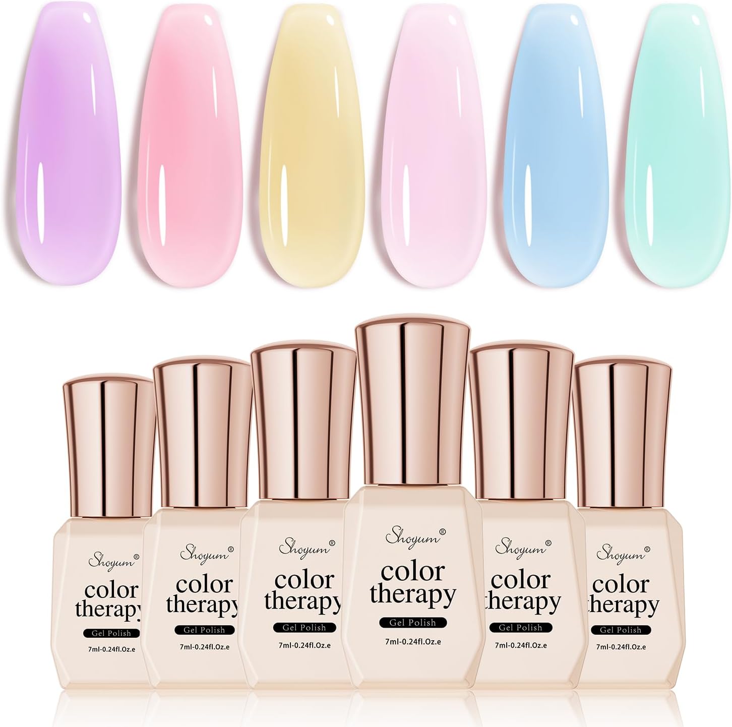 Amazon.com : SHOYUM Jelly Crystal Gel Nail Polish Set, 6 Colors Pastel ...
